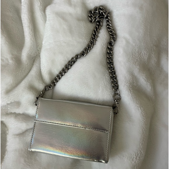 Urban Outfitters | Bags | Silver Metallic Mini Shoulder Bag With Chain ...